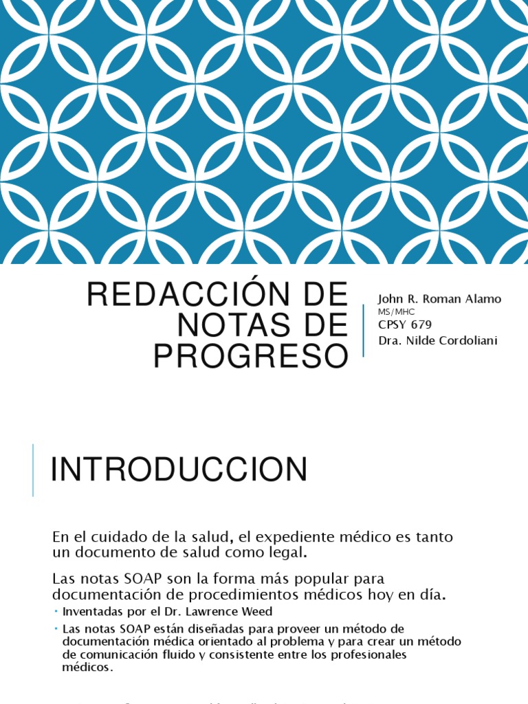 Guía para la redacción de notas de progreso usando el formato SOAP ...