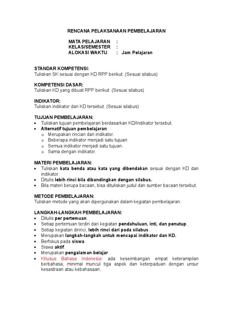 Teknik Penulisan RPP | PDF