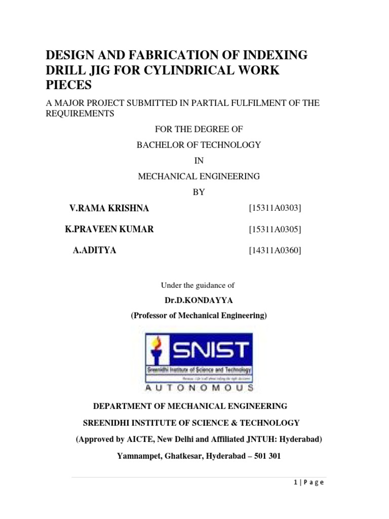 Design and Fabrication of Indexing Drill Jig For Cylindrical Work ...