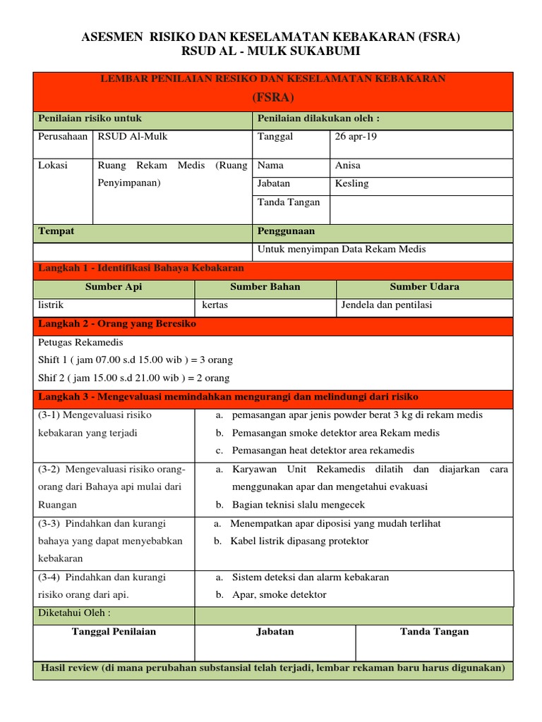 Formulir FSRA | PDF