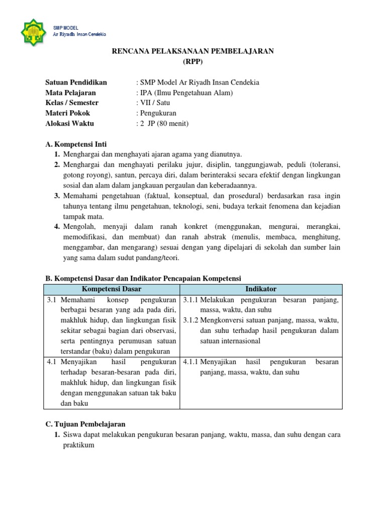 RPP Pengukuran | PDF