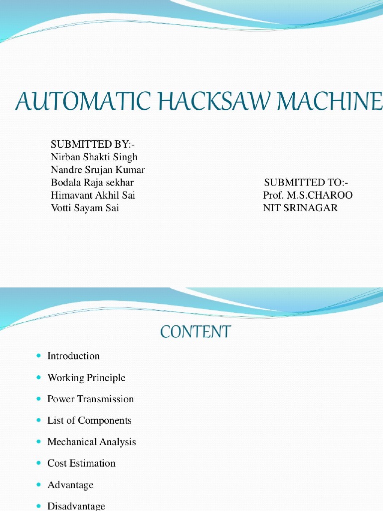 Power Hacksaw Machine | PDF