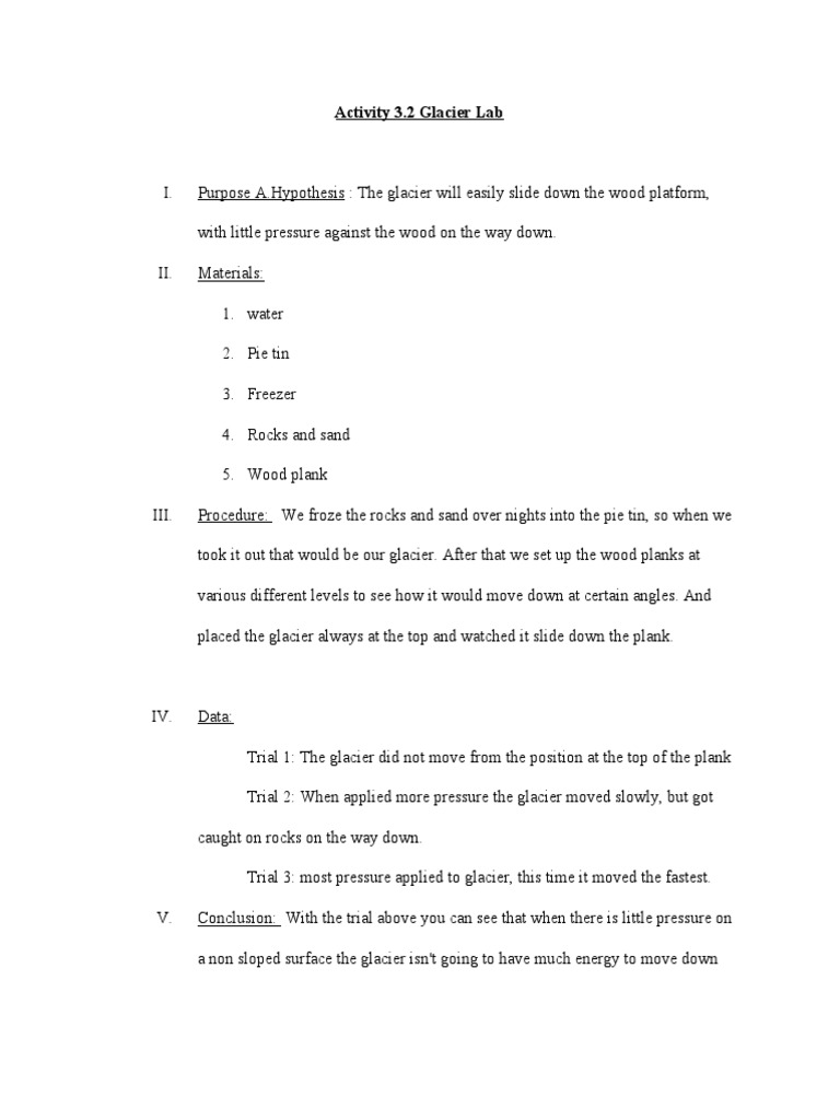 Glacier Movement Experiment | PDF | Social Science | Science & Mathematics