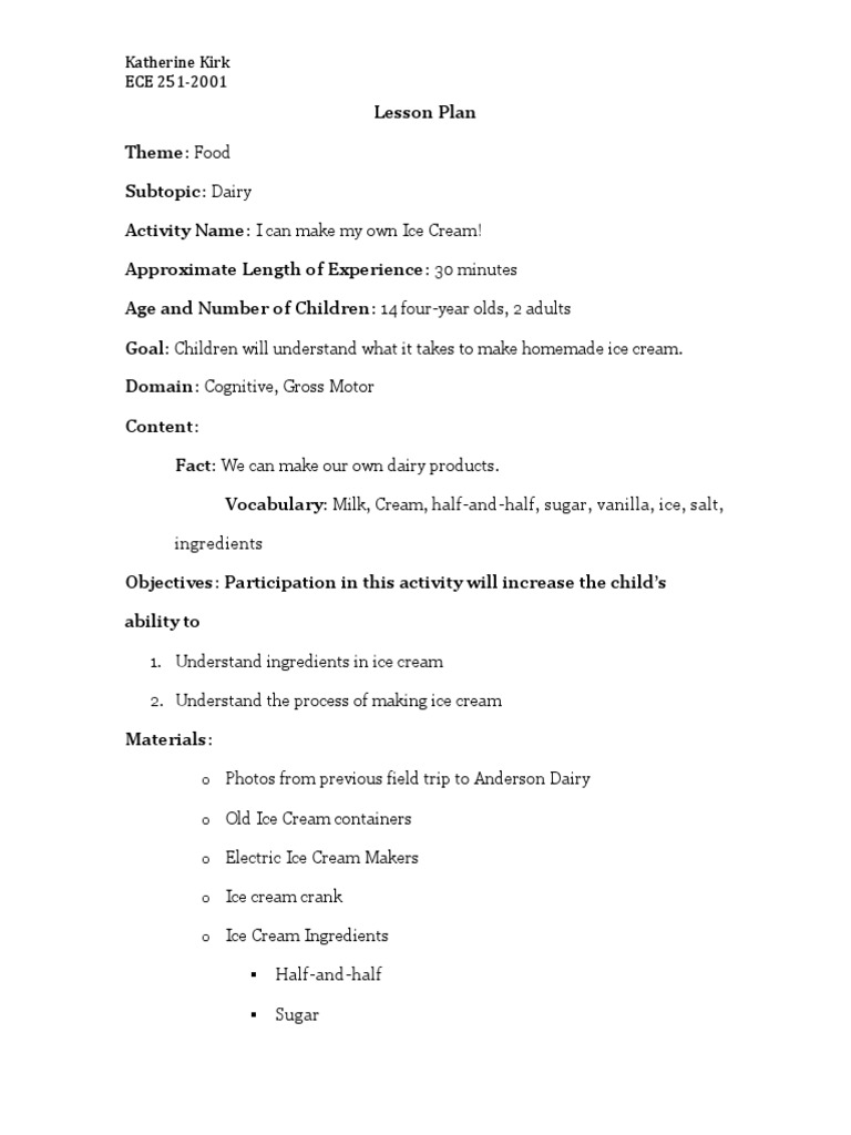 Lesson Plan-Dairy | PDF | Ice Cream | Cream