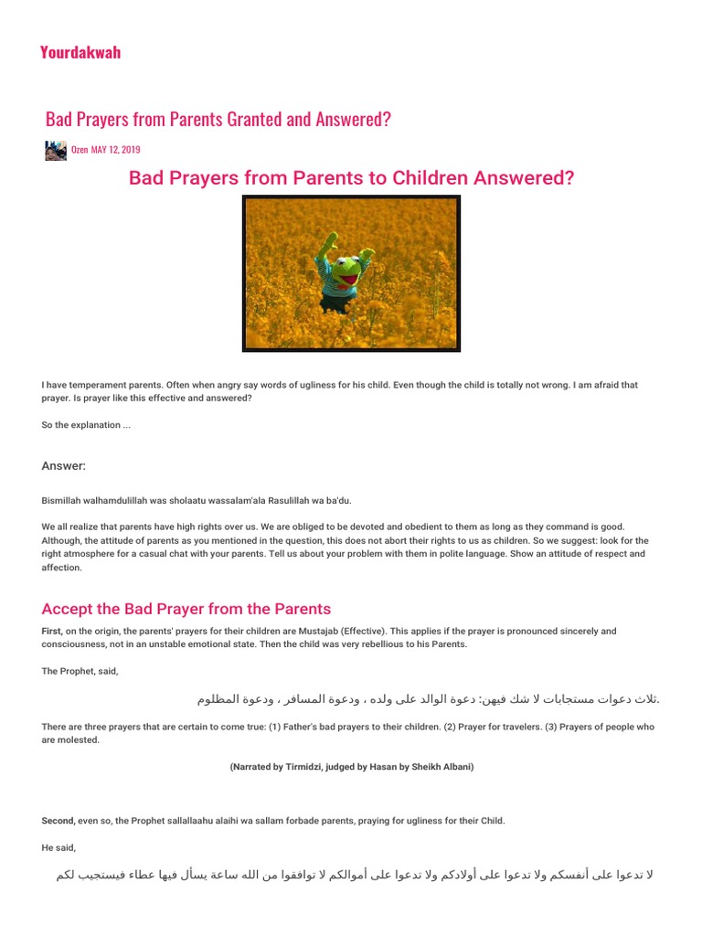 Bad Prayers From Parents To Children Answered and Granted | PDF ...