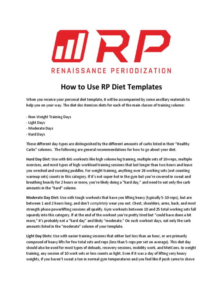 How To Use RP Diet Templates | PDF | Weight Training | Dieting