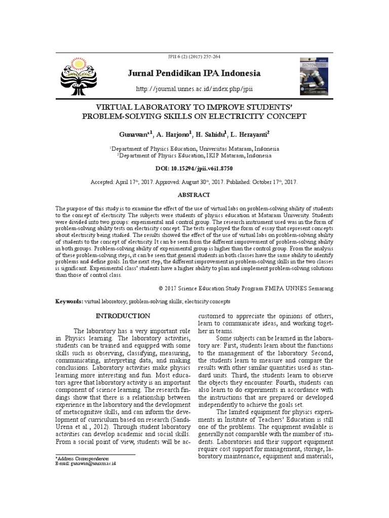 en Virtual Laboratory To Improve Students P | PDF | Experiment ...