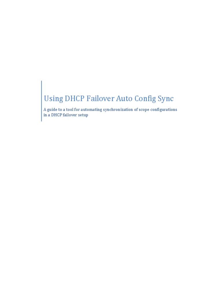 Using DHCP Failover Auto Config Sync | PDF | Windows Registry | Replication (Computing)