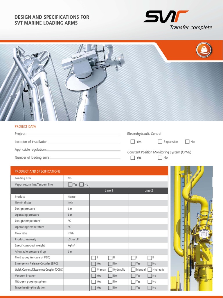 SVT Marine Loading Arms Specifications | PDF | Viscosity | Ships