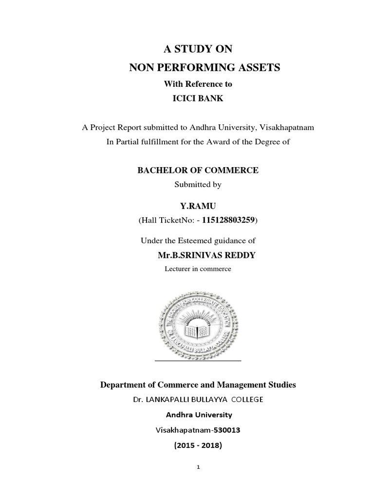 Y.ramu Npa Project Work | PDF | Banks | Securities (Finance)