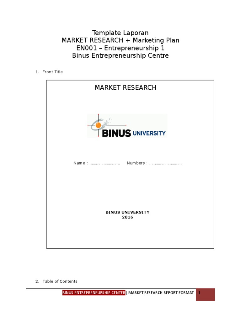 Template Market Research Binus | PDF | Entrepreneurship | Decision Making