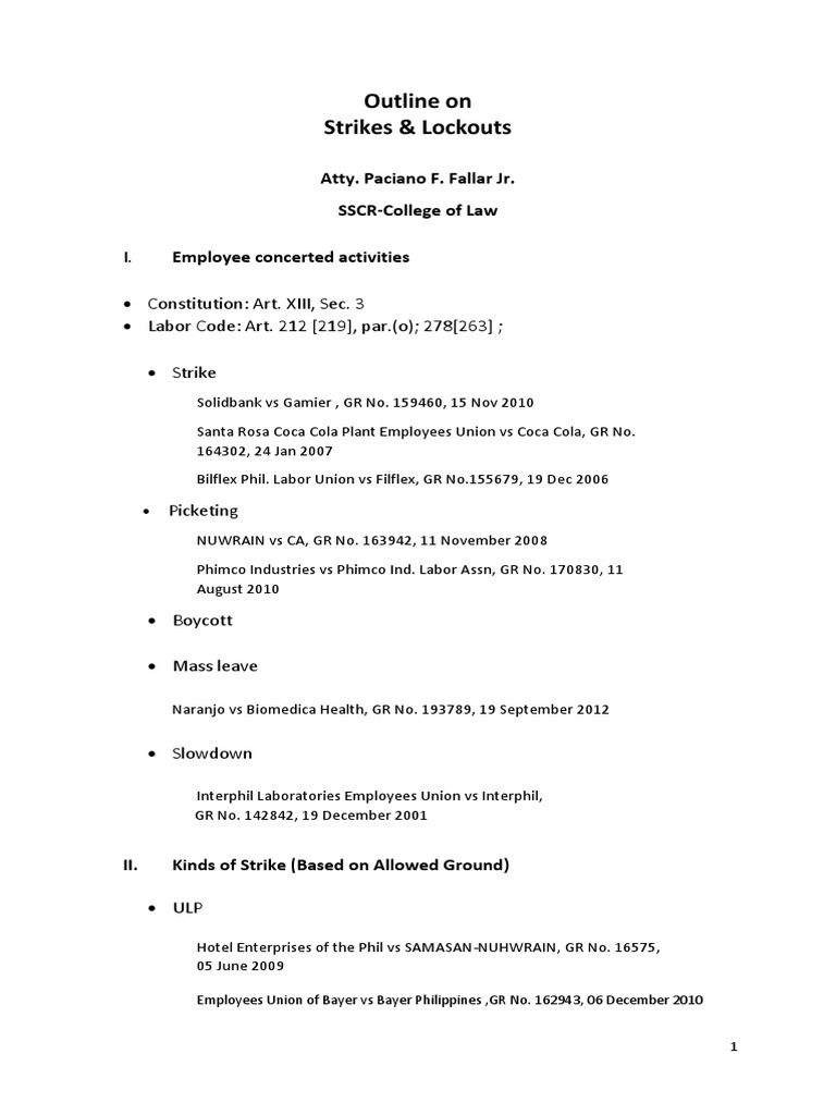 Strikes and Lockouts: Legal Framework Guide | PDF | Strike Action ...