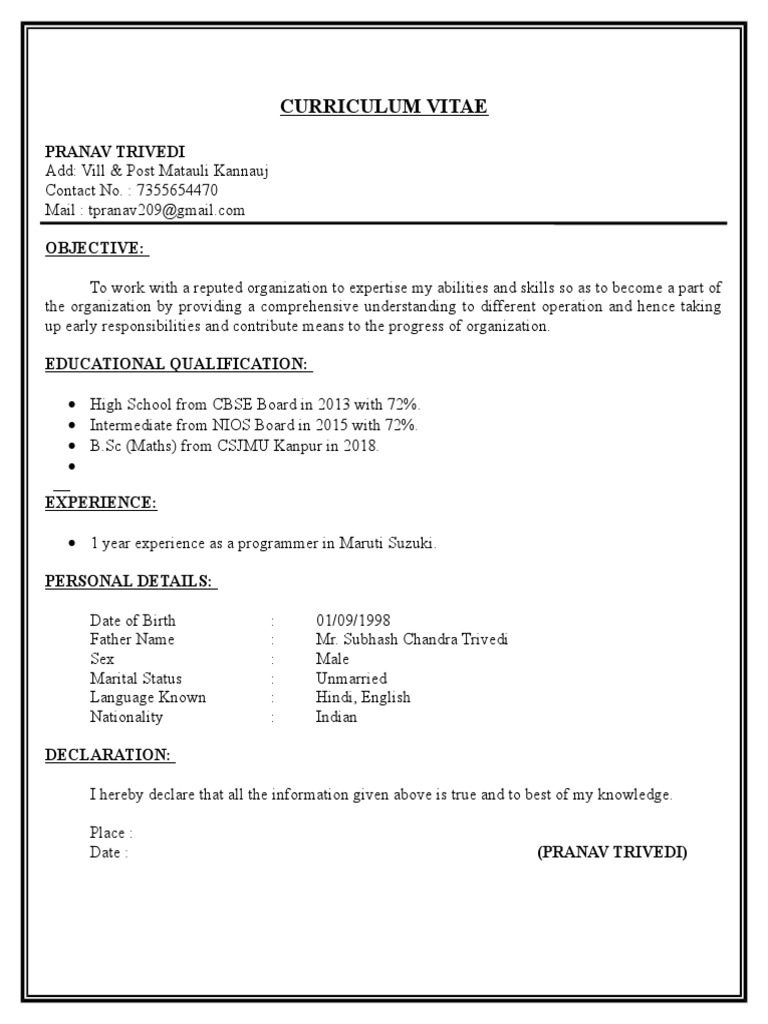 Curriculum Vitae: Pranav Trivedi | PDF
