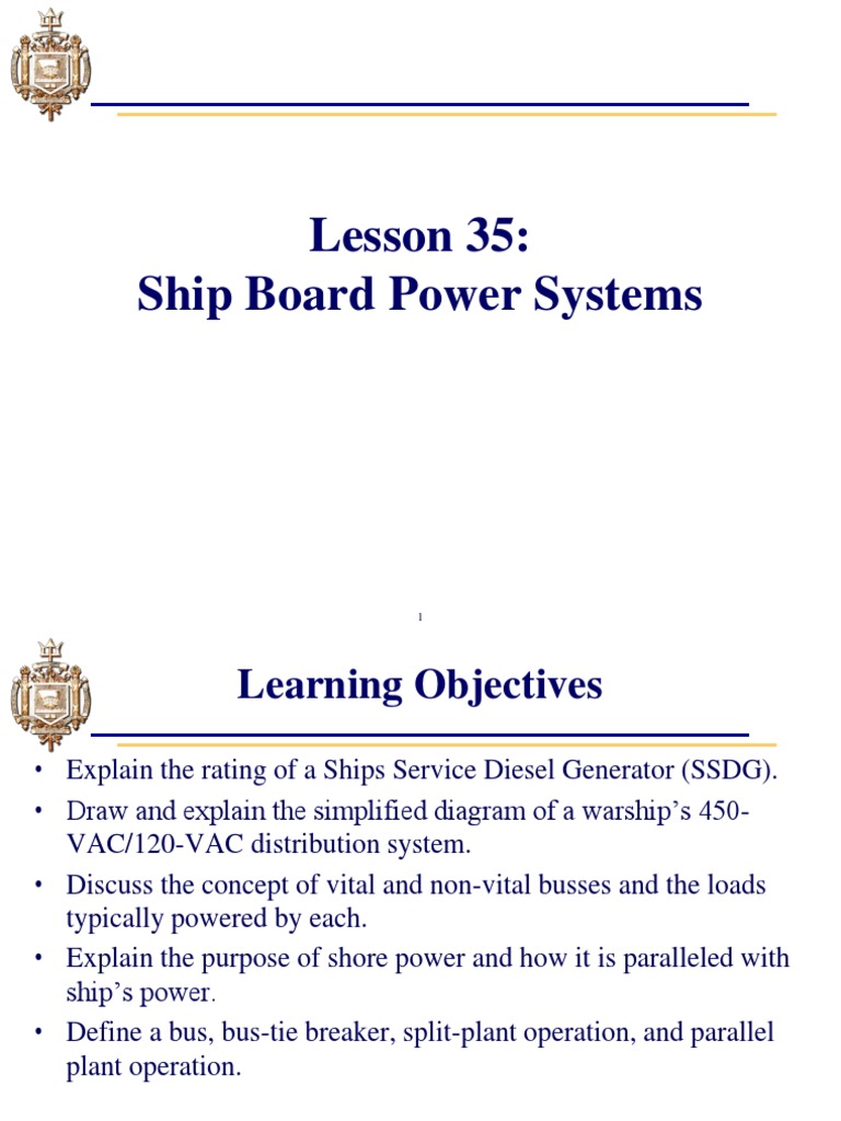 EE301 Lesson 35 Shipboard Power Systems | PDF | Electric Power ...