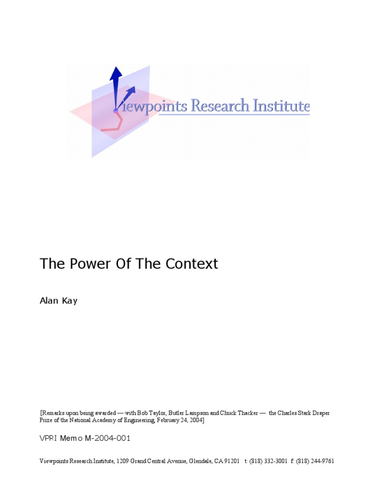The Power of The Context (Alan Kay) PDF | PDF | Graphical User ...