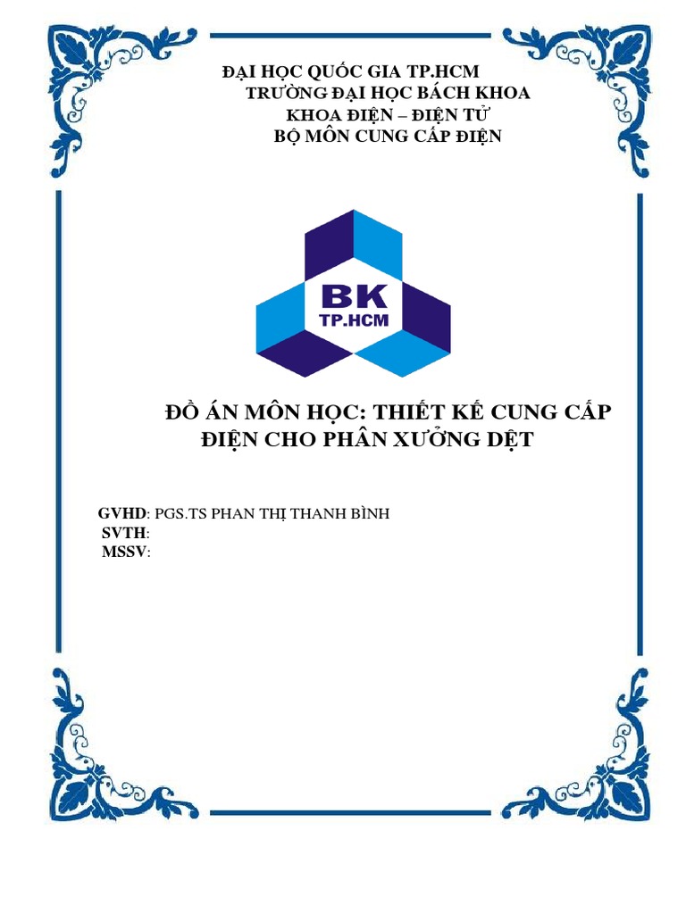 Đồ Án Môn Học: Thiết Kế Cung Cấp Điện Cho Phân Xưởng Dệt | PDF