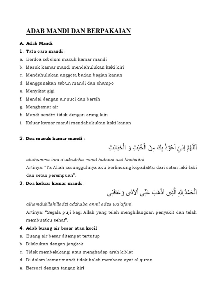 Adab Mandi Dan Berpakaian | PDF | Agama & Spiritualitas