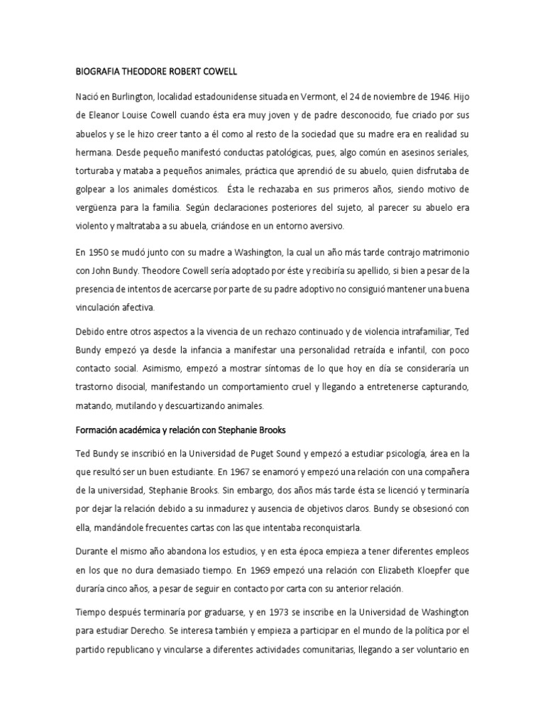 Biografia Theodore Robert Cowell | PDF | Ciencias del comportamiento ...