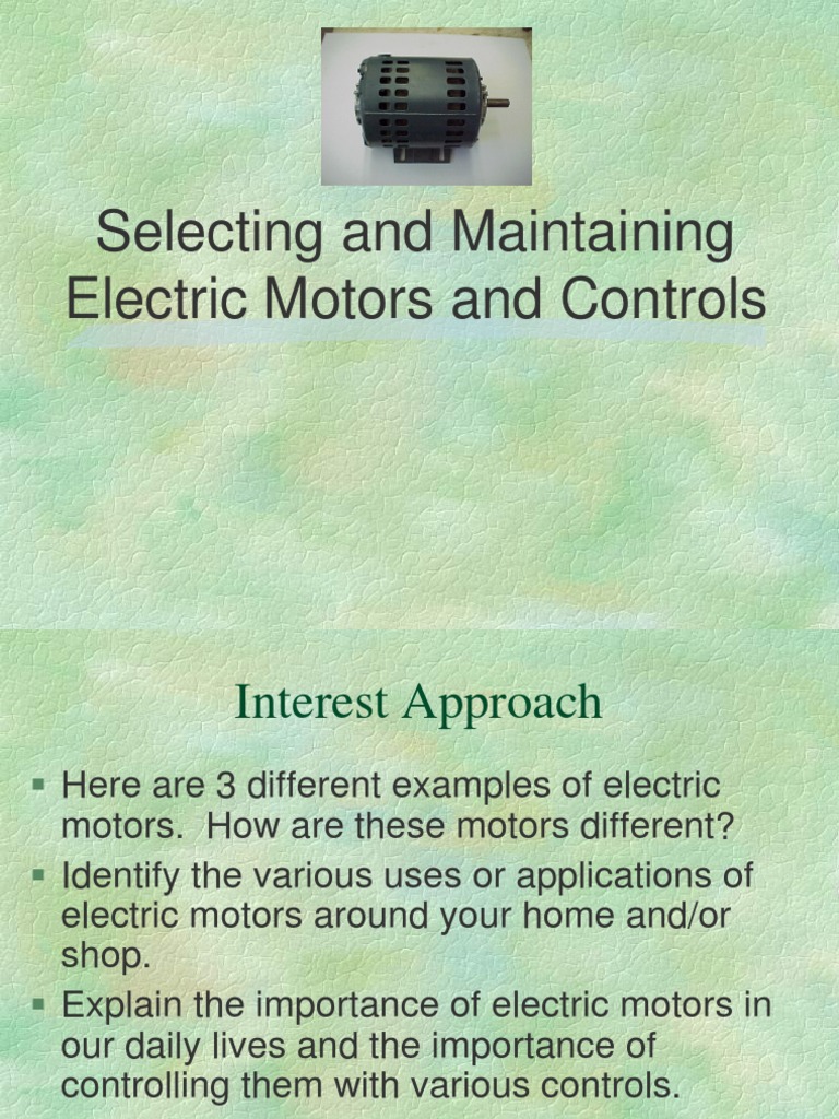 Amta4 8 Selecting and Maintaining Electric Motors and Controls | PDF ...