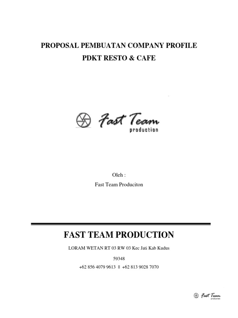 PROPOSAL PEMBUATAN COMPANY PROFILE UNTUK PDKT RESTO & CAFE | PDF