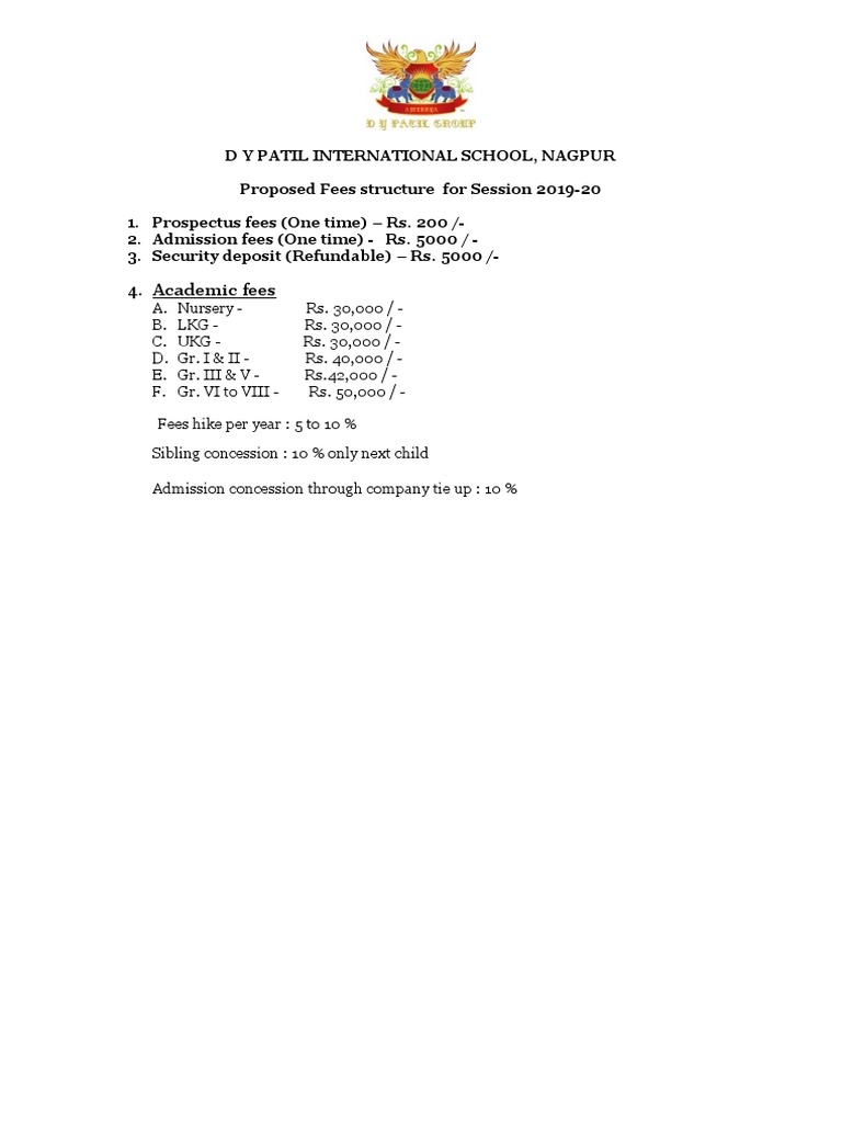 Fees Structure 2019-20 | PDF | Cheque | Payments