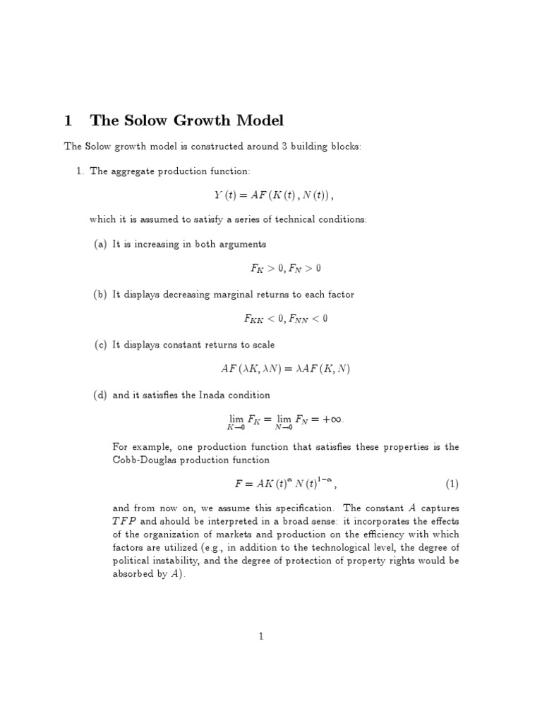 Solow Growth Model | PDF | Steady State | Economic Growth