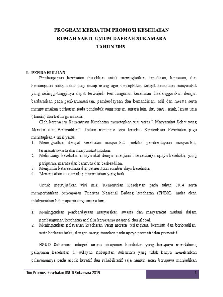 Pkrs Program Kerja Tahun 2019 | PDF