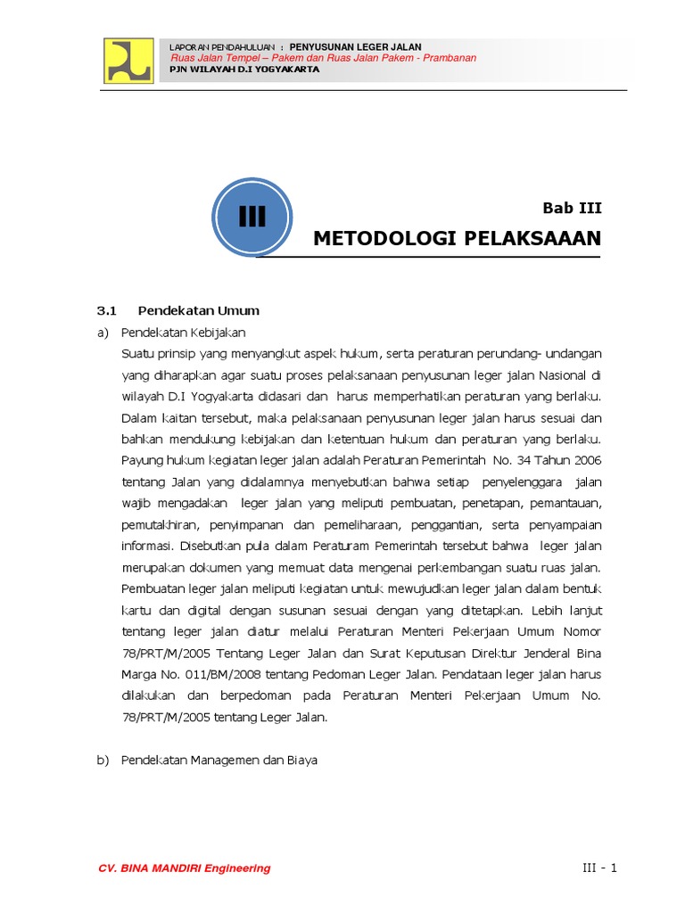 Metodologi Pelaksanaan Leger Jalan | PDF