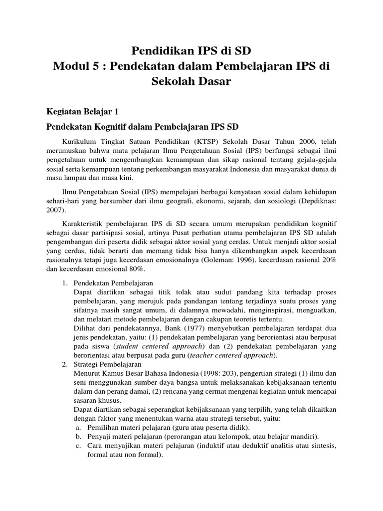 Pendidikan IPS Di SD Modul 5 | PDF