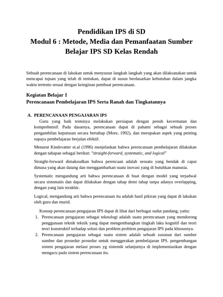 Pendidikan IPS Di SD Modul 6 | PDF