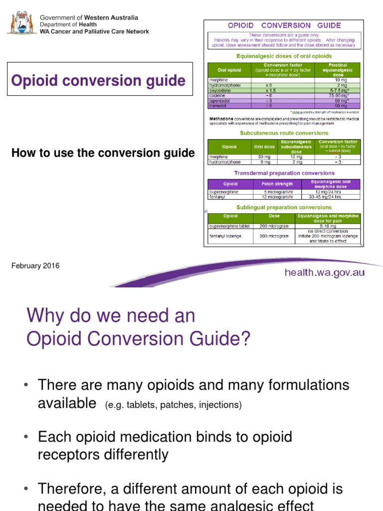 How To Use The Opioid Conversion Guide | PDF | Opioid | Oxycodone