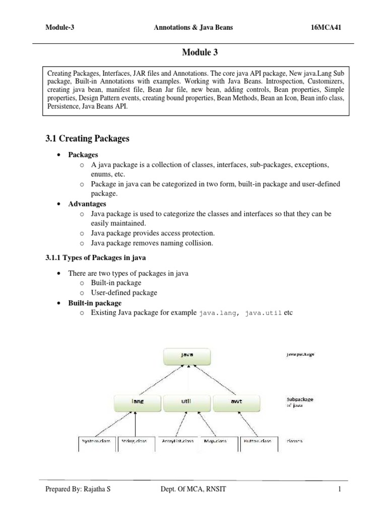 Packages: Module-3 Annotations & Java Beans 16MCA41 | PDF | Class (Computer Programming ...