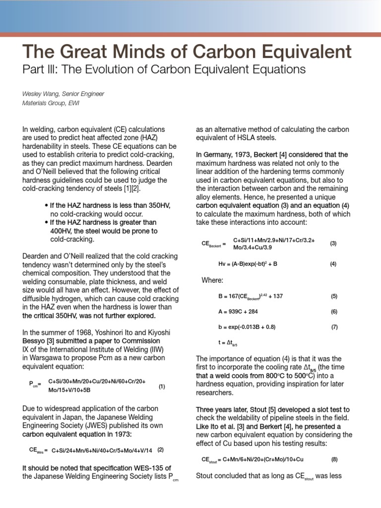 Carbon Equivalent Equation | PDF | Steel | Welding