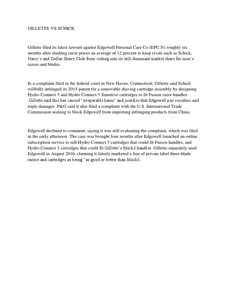 Gillette Vs Schick | PDF | Razor | Shaving