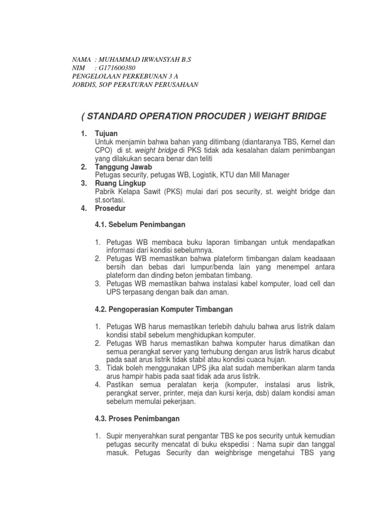 Sop Weight Bridge | PDF