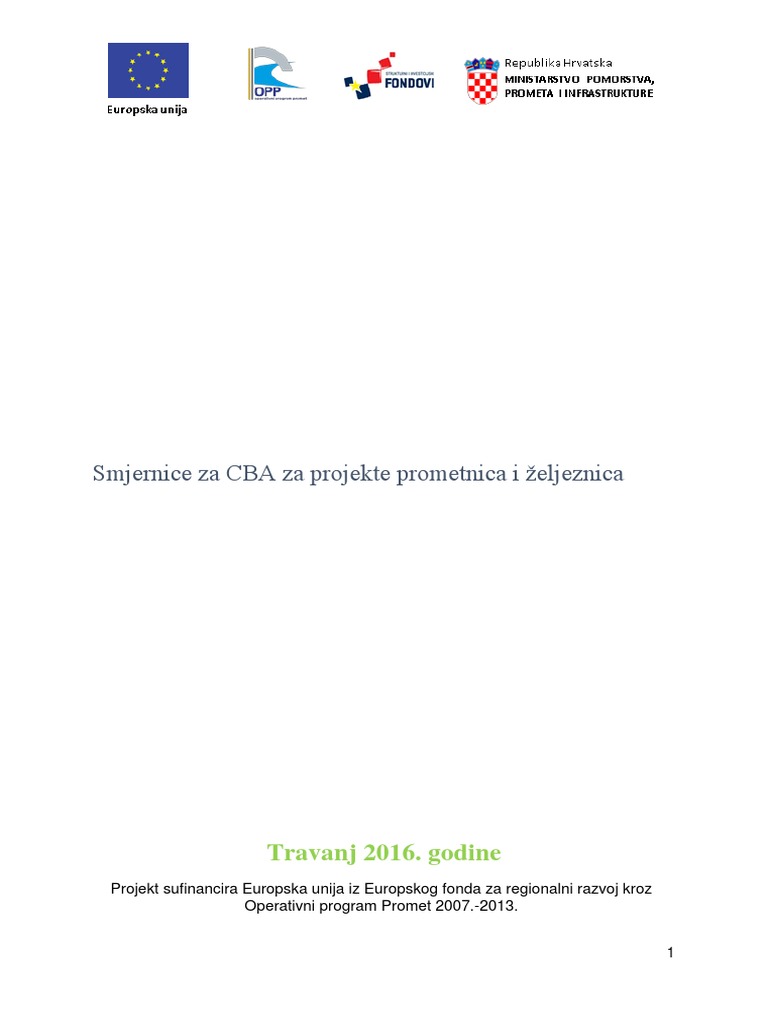 Smjernice Za CBA Za Prometnice I Željeznice PDF | PDF