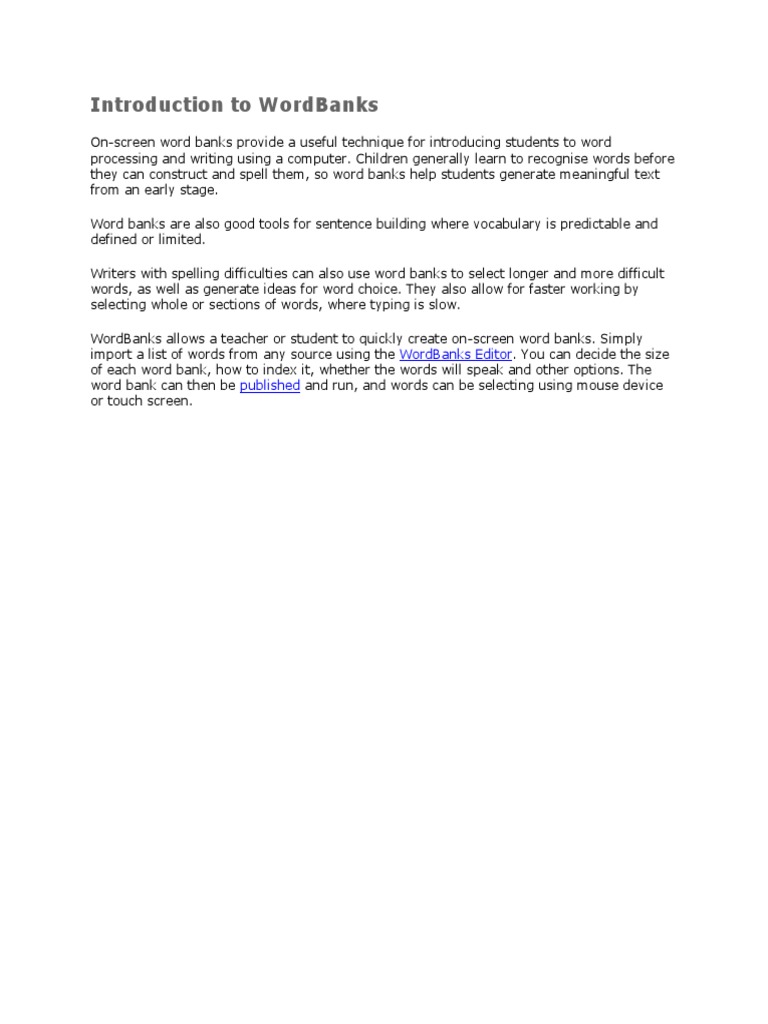 Introduction To Wordbanks | PDF | Human–Computer Interaction | System ...