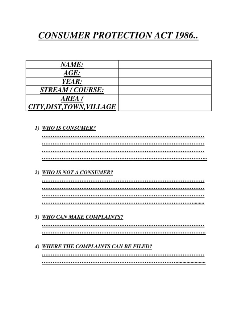 Consumer Protection Act 01 | PDF | Finance & Money Management