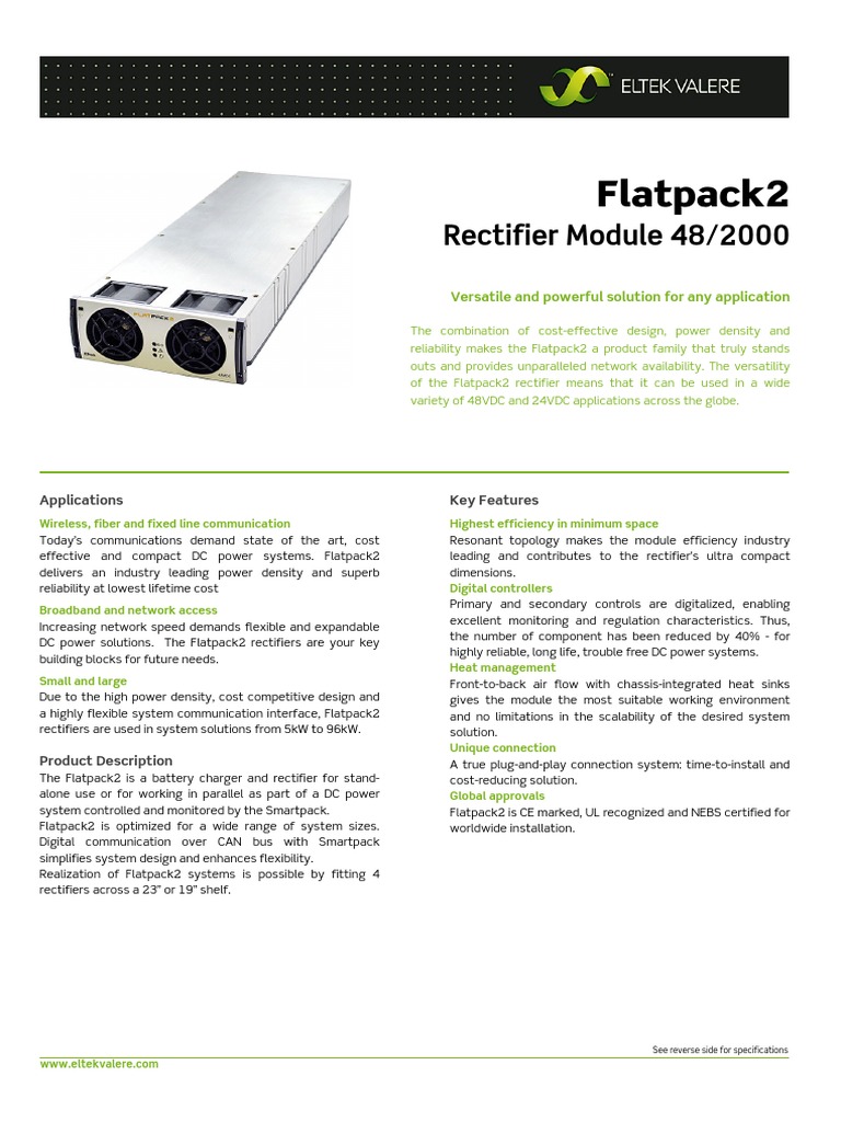Data-Sheet Flatpack2 48 2000W PDF | PDF | Rectifier | Telecommunication