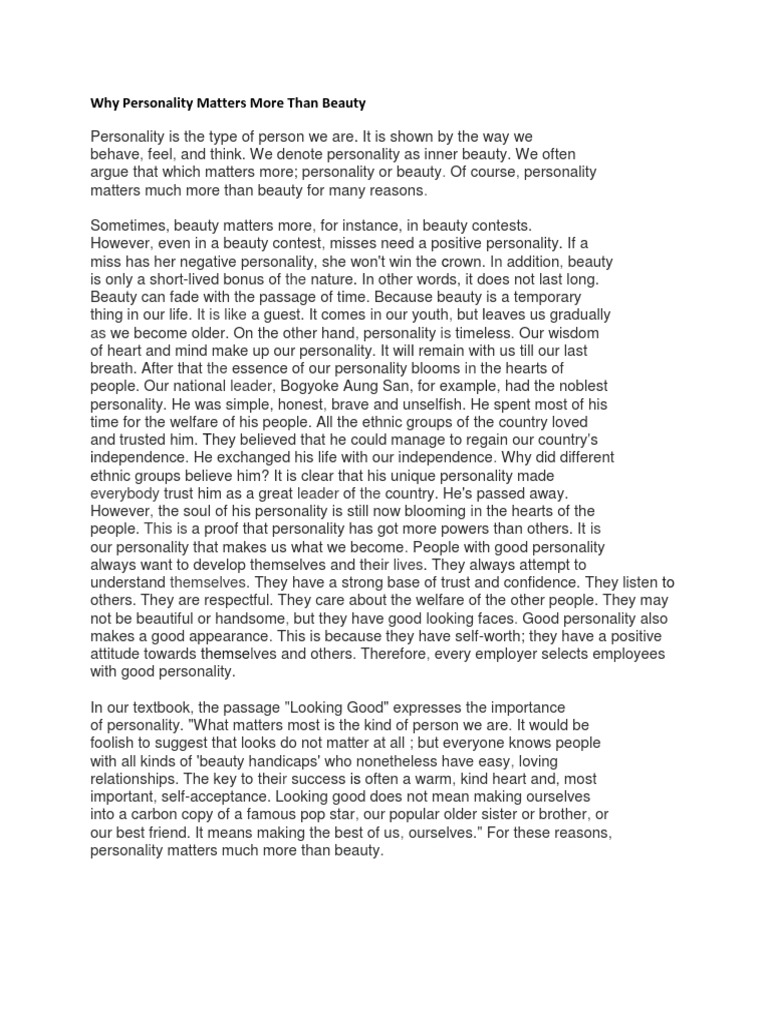 Why Personality Matters More Than Beauty | PDF | Psychological Concepts