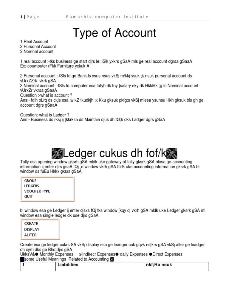 Type of Account Tally | PDF | Debits And Credits | Value Added Tax