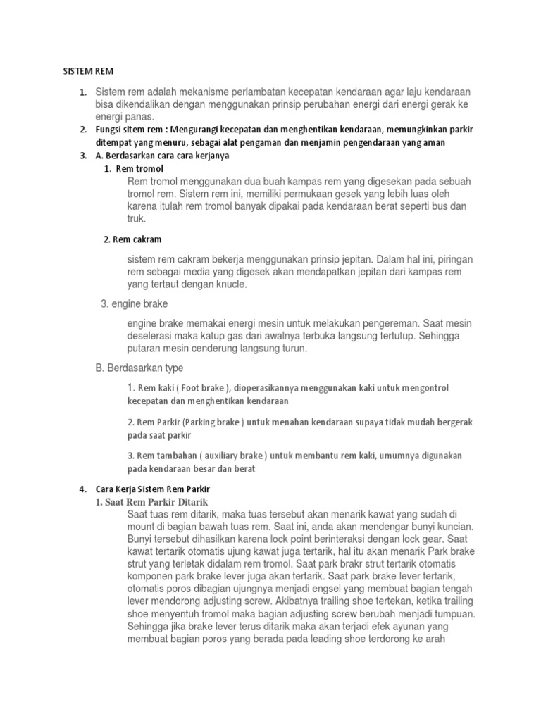 Sistem Rem | PDF | Teknologi & Rekayasa