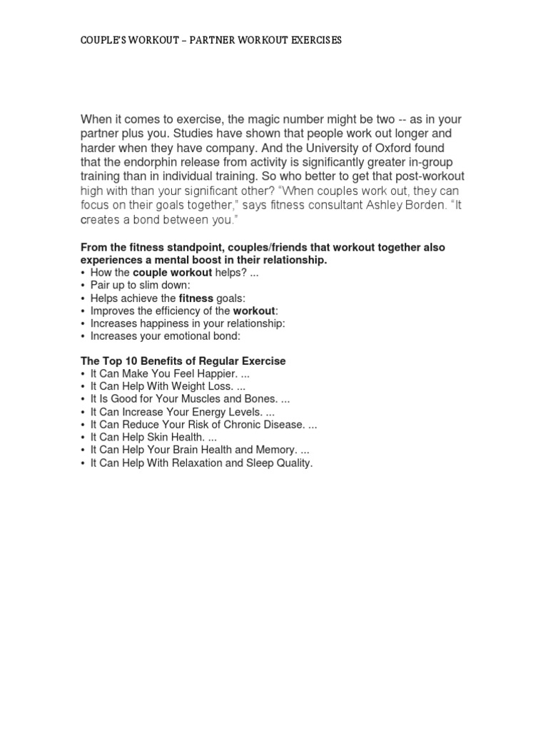 Couples Partner Workout Benefits | PDF