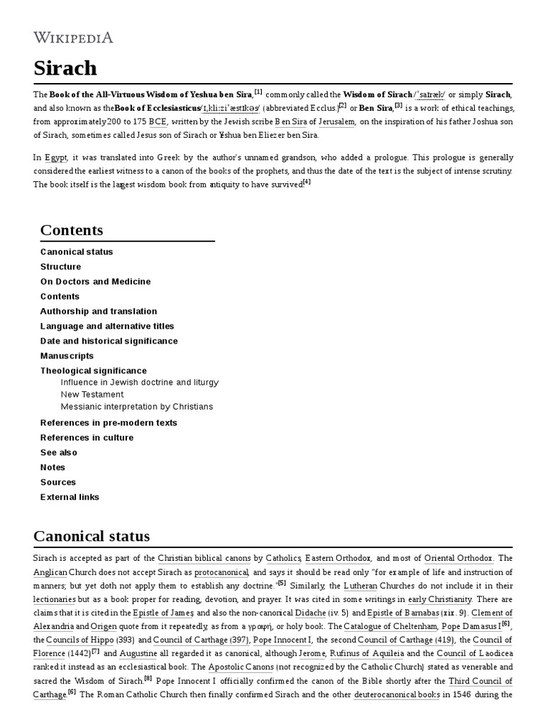 Sirach | PDF | Religious Texts | Bible