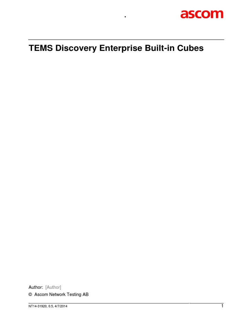 TEMS Discovery Enterprise - DM - Built in Cubes PDF | PDF ...
