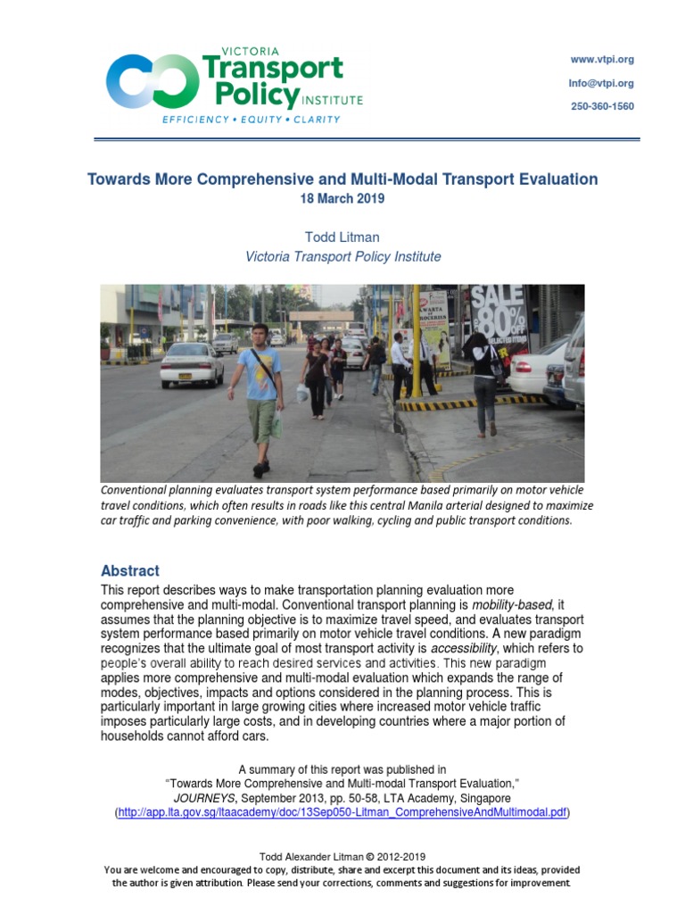 Multi-Modal Transport Evaluation Strategies | PDF | Public Transport ...