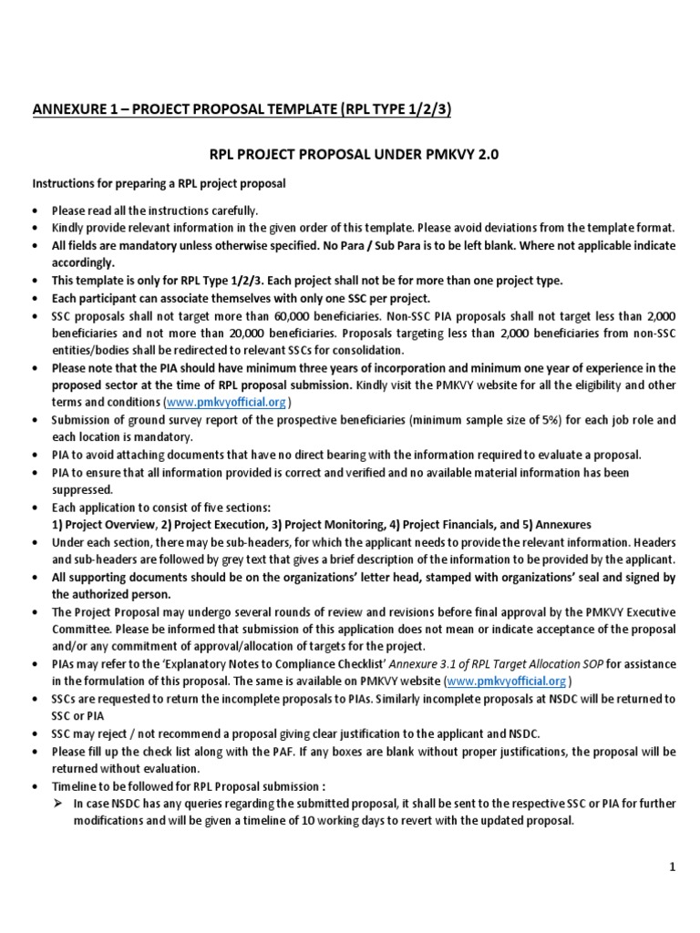 RPL Project Proposal Template PMKVY | PDF | Sampling (Statistics ...