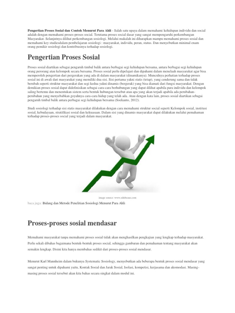 Pengertian dan Contoh Proses Sosial | PDF