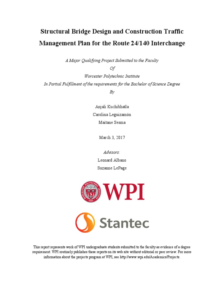 Structural Bridge Design and Construction Traffic Management Plan For ...