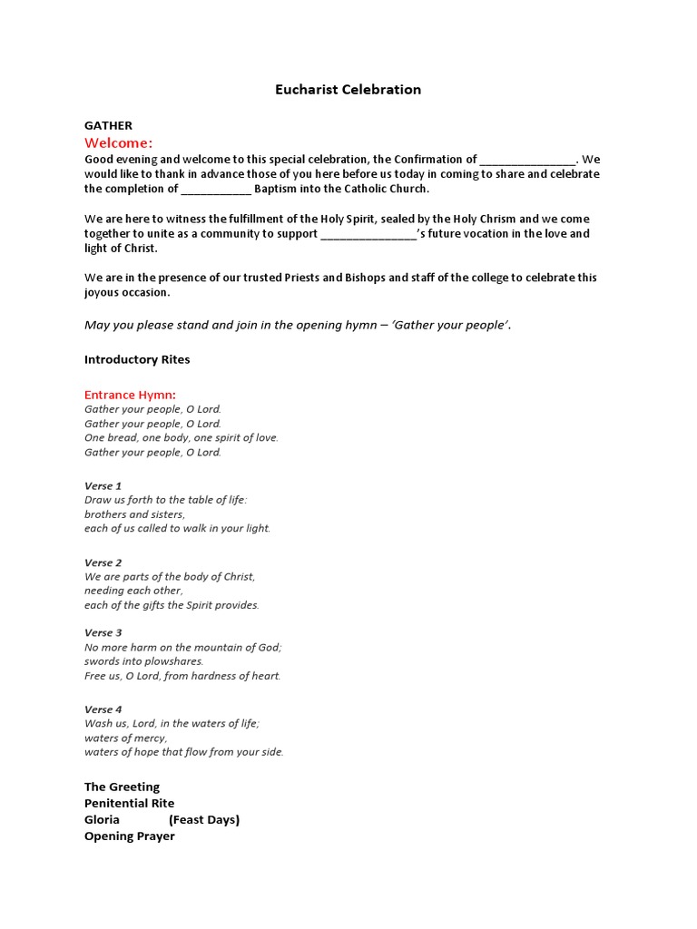 Eucharist Celebration | PDF | Mass (Liturgy) | Eucharist